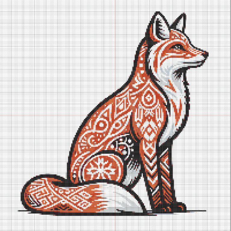 Free Cross Stitch Pattern Ornamental Fox - Get Free Crossstitch Patterns